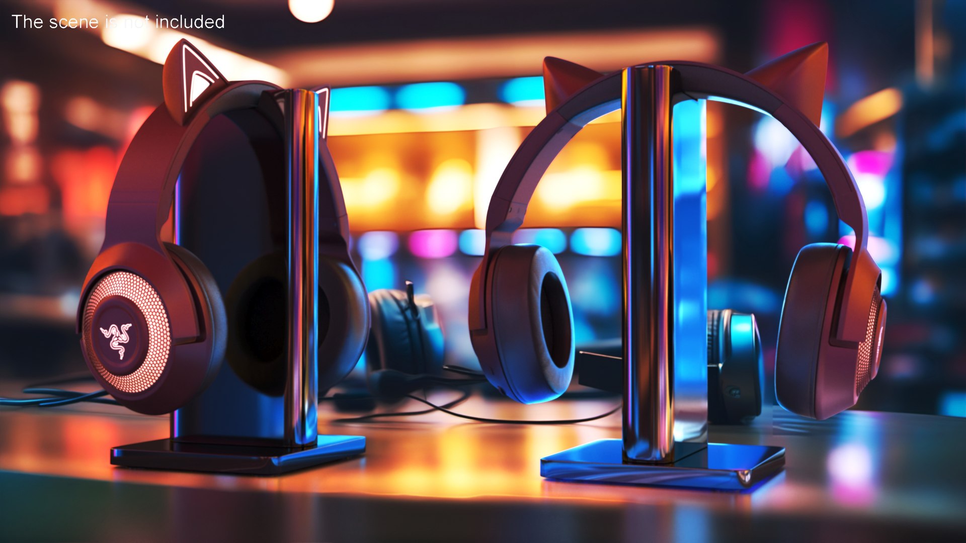 3D Headphones Razer Kraken BT Kitty Edition Quartz Turned On ...