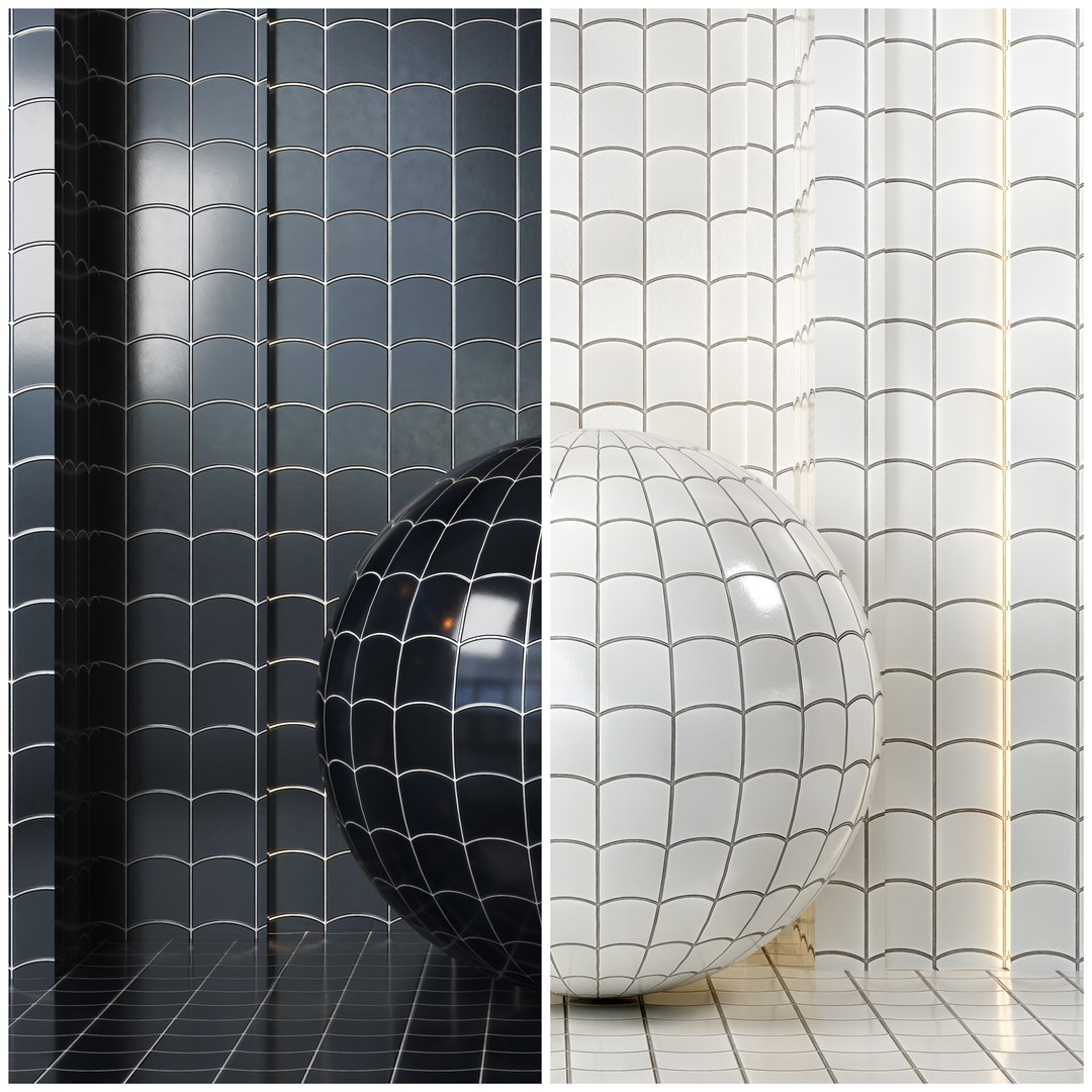 3D Equipe Wave Glossy Tile - 4K Seamless PBR 8 Colors - TurboSquid 2369259