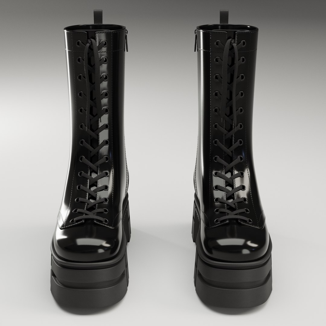 3D ASOS Design Lace Up Glossy Boots On High Platform Model - TurboSquid ...