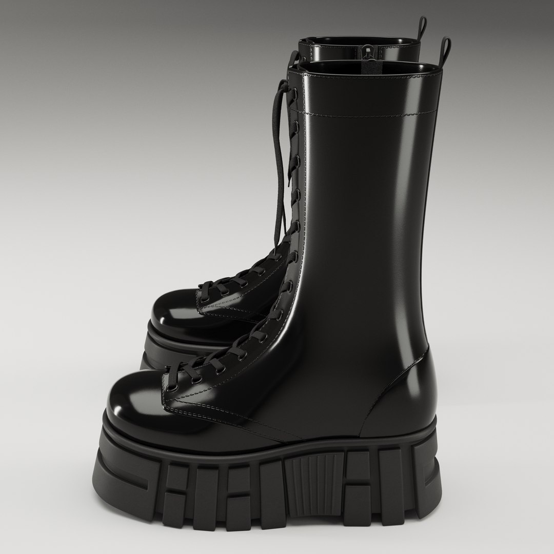 3D ASOS Design Lace Up Glossy Boots On High Platform Model - TurboSquid ...