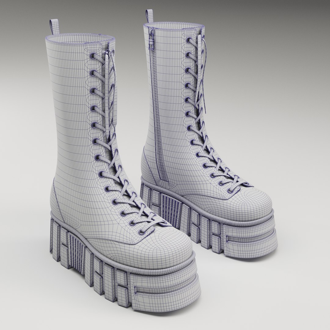 3D ASOS Design Lace Up Glossy Boots On High Platform Model - TurboSquid ...