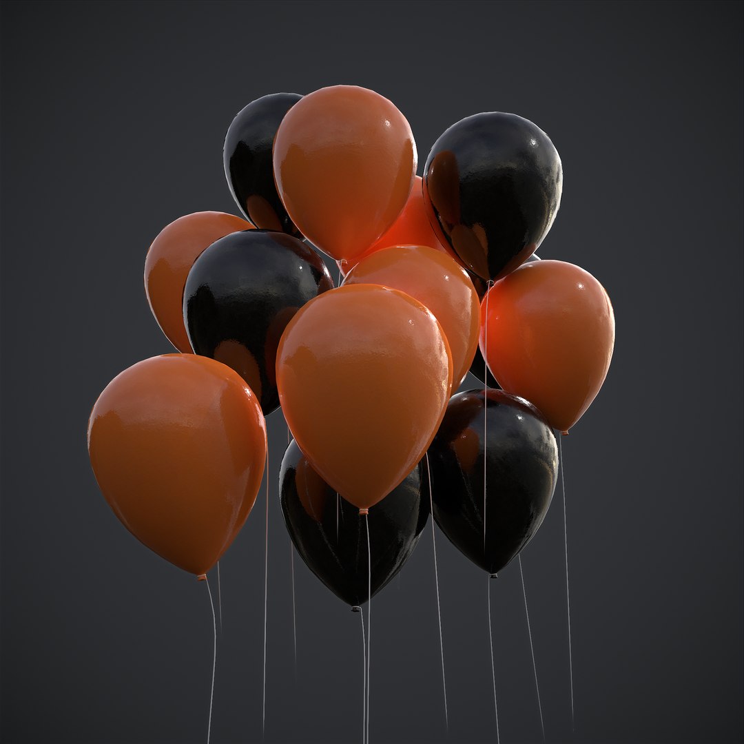 3D Black and Orange Balloons model - TurboSquid 1806400