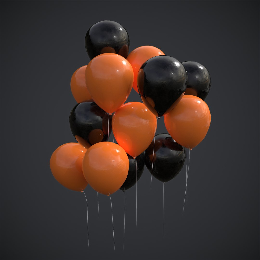 3D Black and Orange Balloons model - TurboSquid 1806400