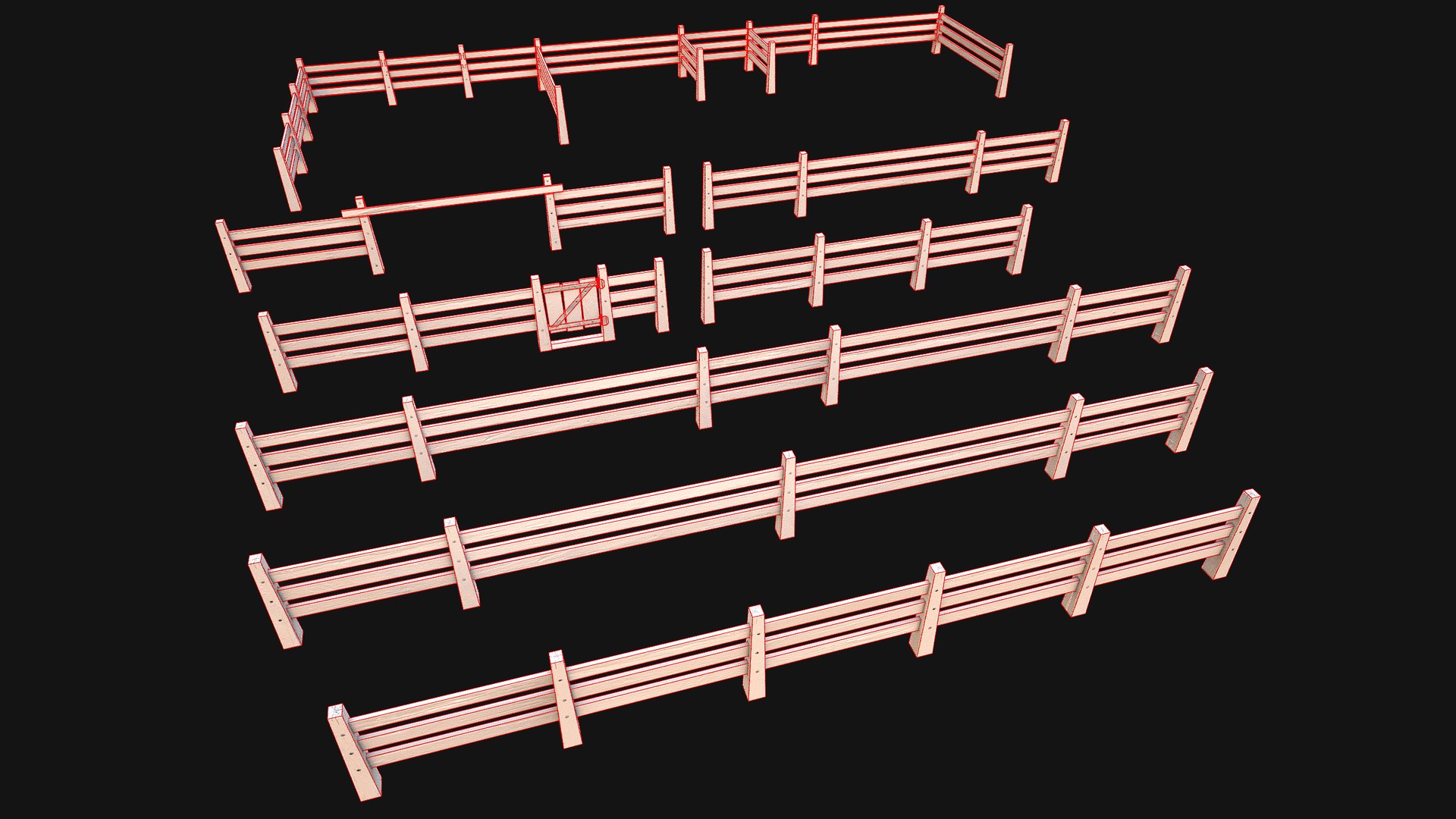 Fence Farm Wooden Constructor 3D Model - TurboSquid 2200374