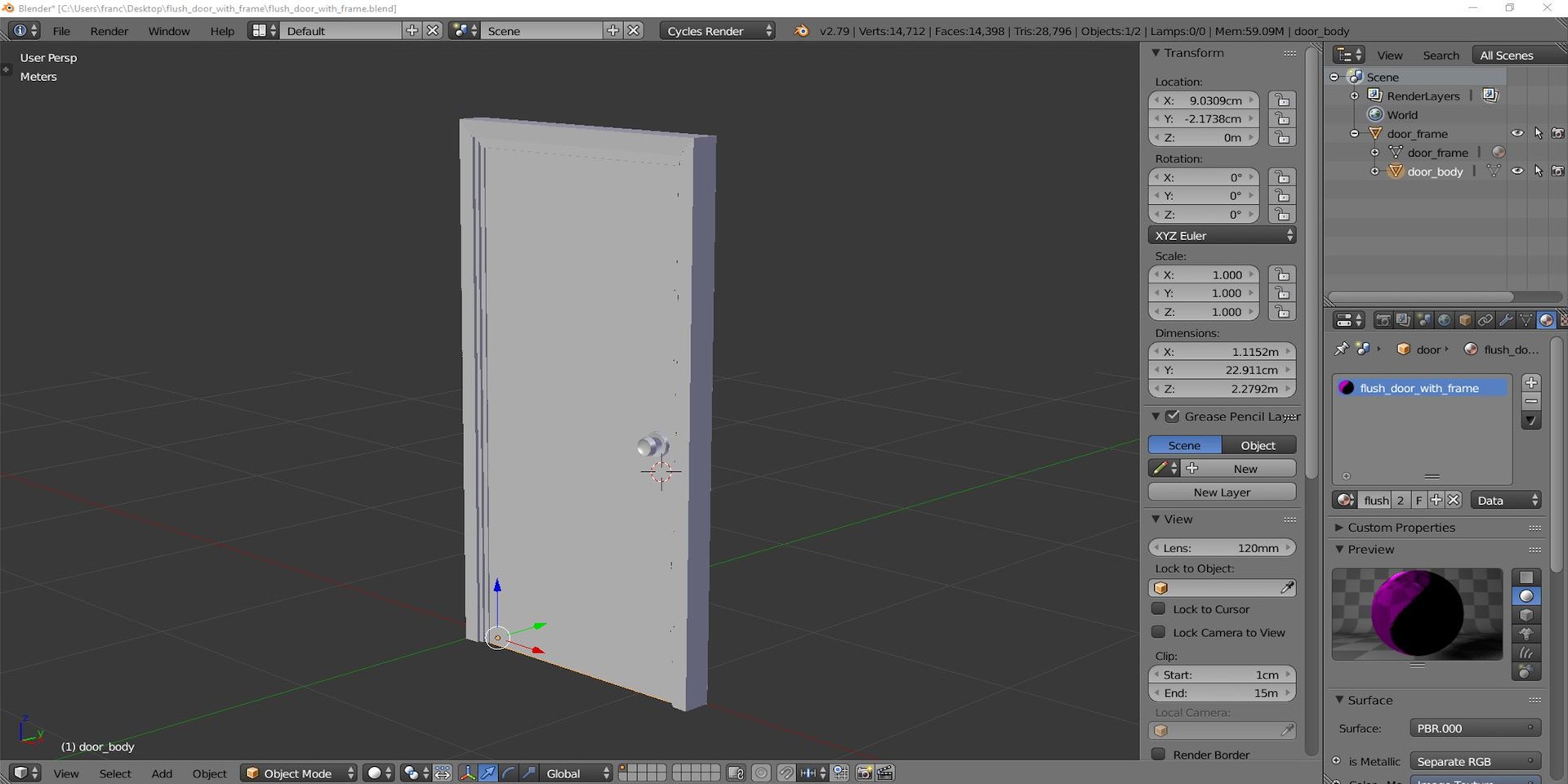 Flush Door Frame 3d Max