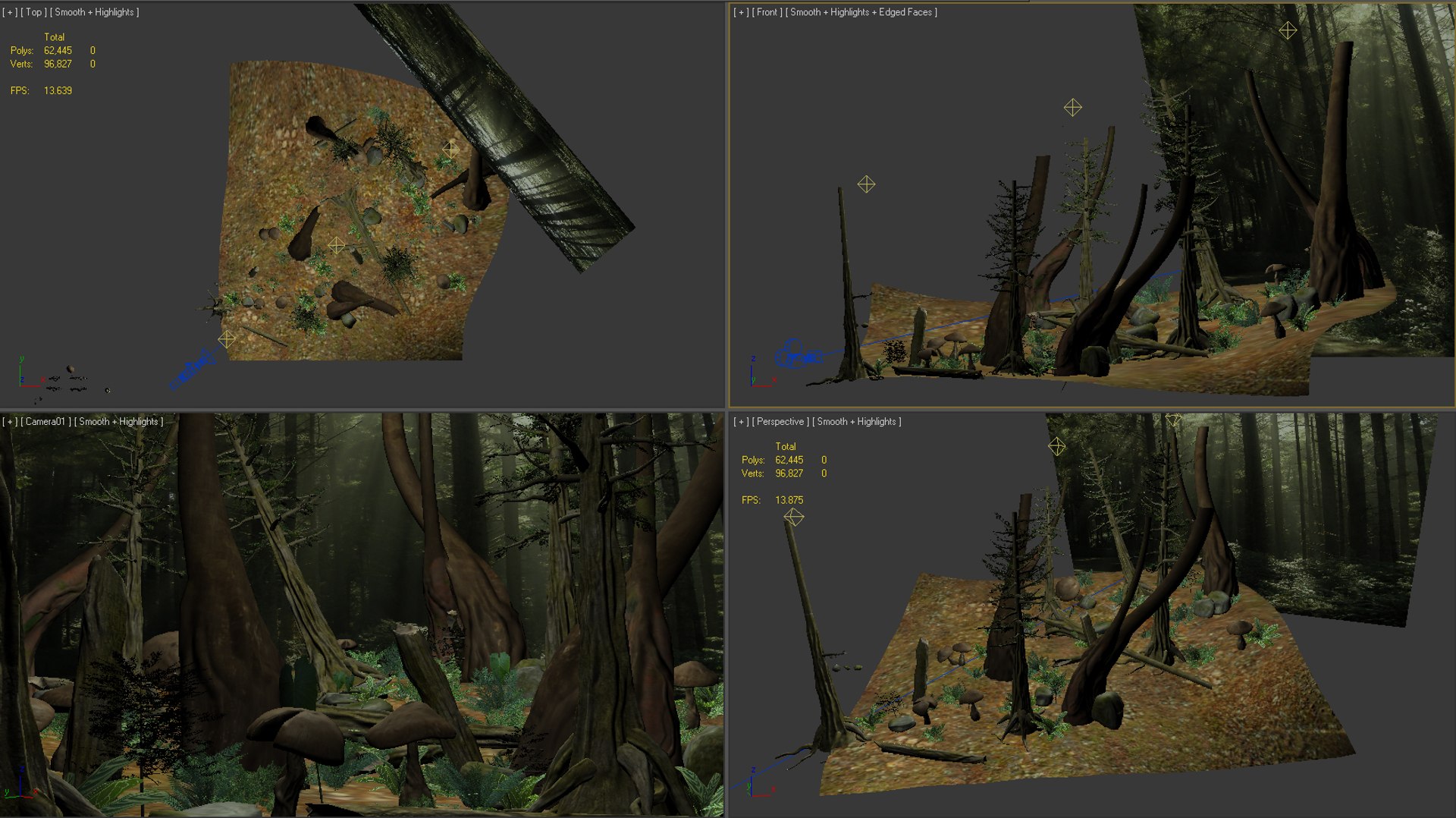 forest scene trees 3d model