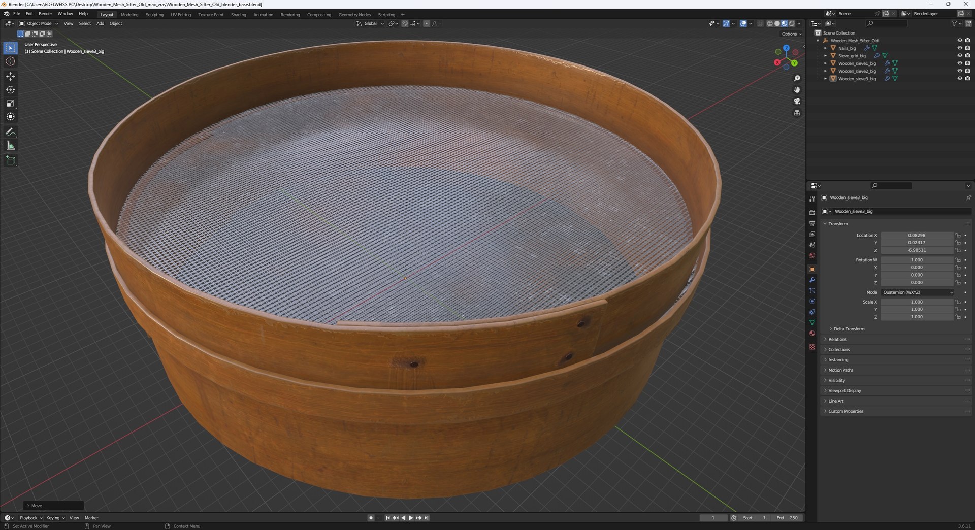 3D Wooden Mesh Sifter Old Model - TurboSquid 2332601