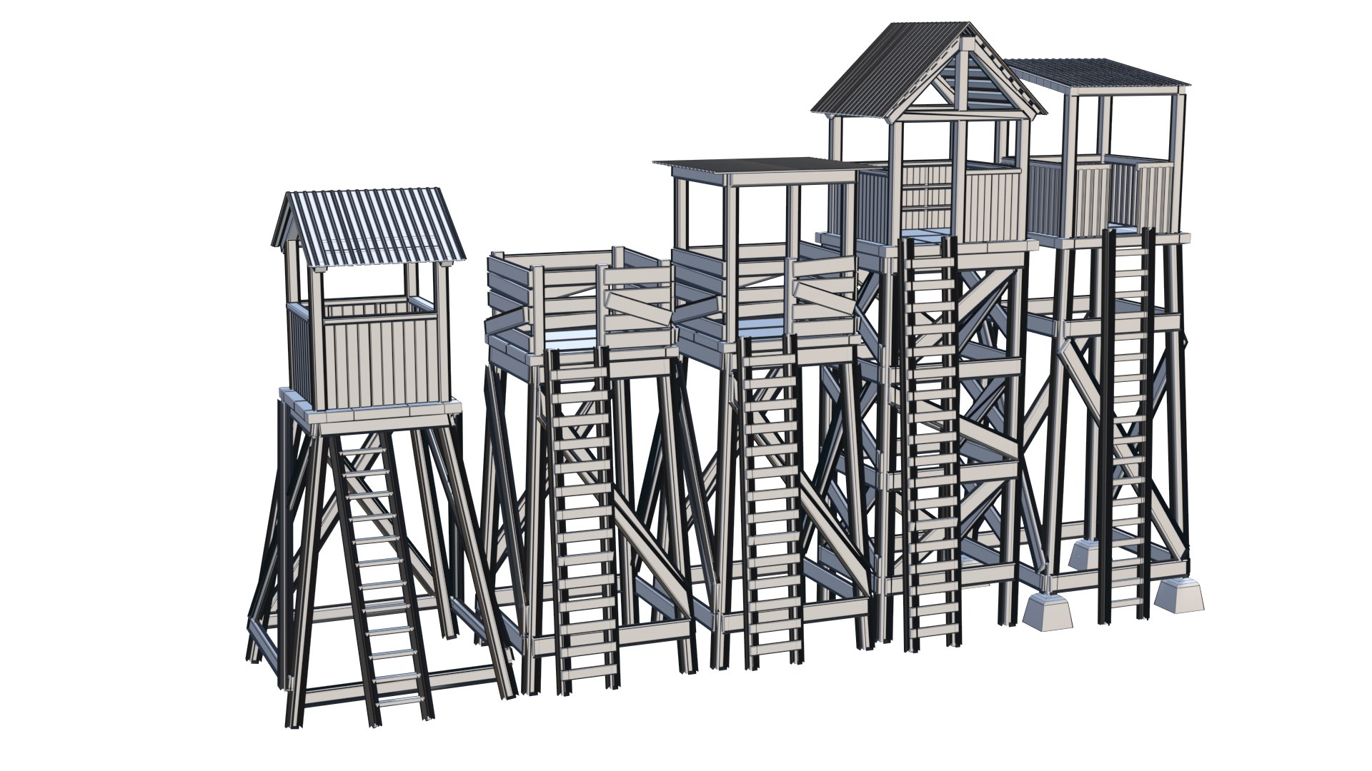 3D Wooden Tower Collection Low Poly 3D Model Model - TurboSquid 2333595