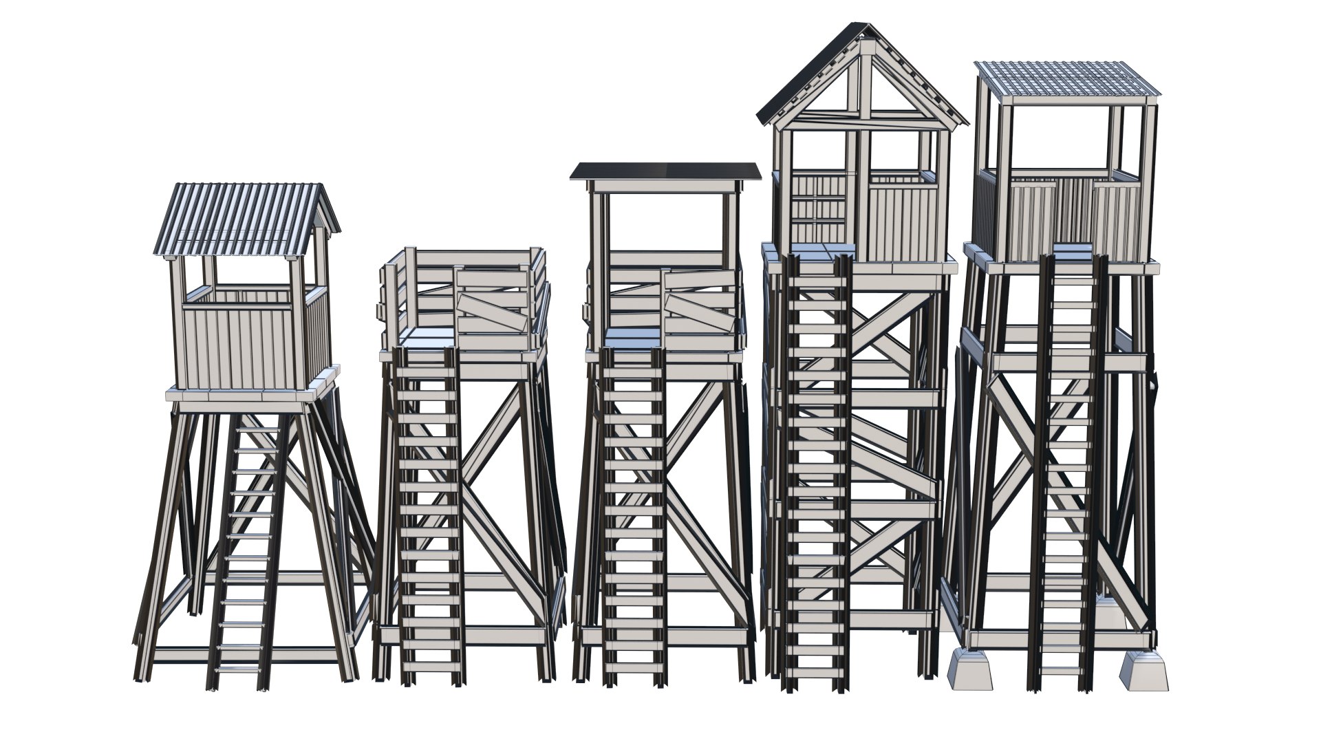 3D Wooden Tower Collection Low Poly 3D Model Model - TurboSquid 2333595