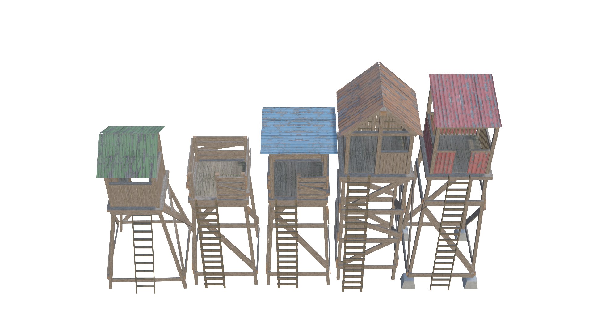 3D Wooden Tower Collection Low Poly 3D Model Model - TurboSquid 2333595