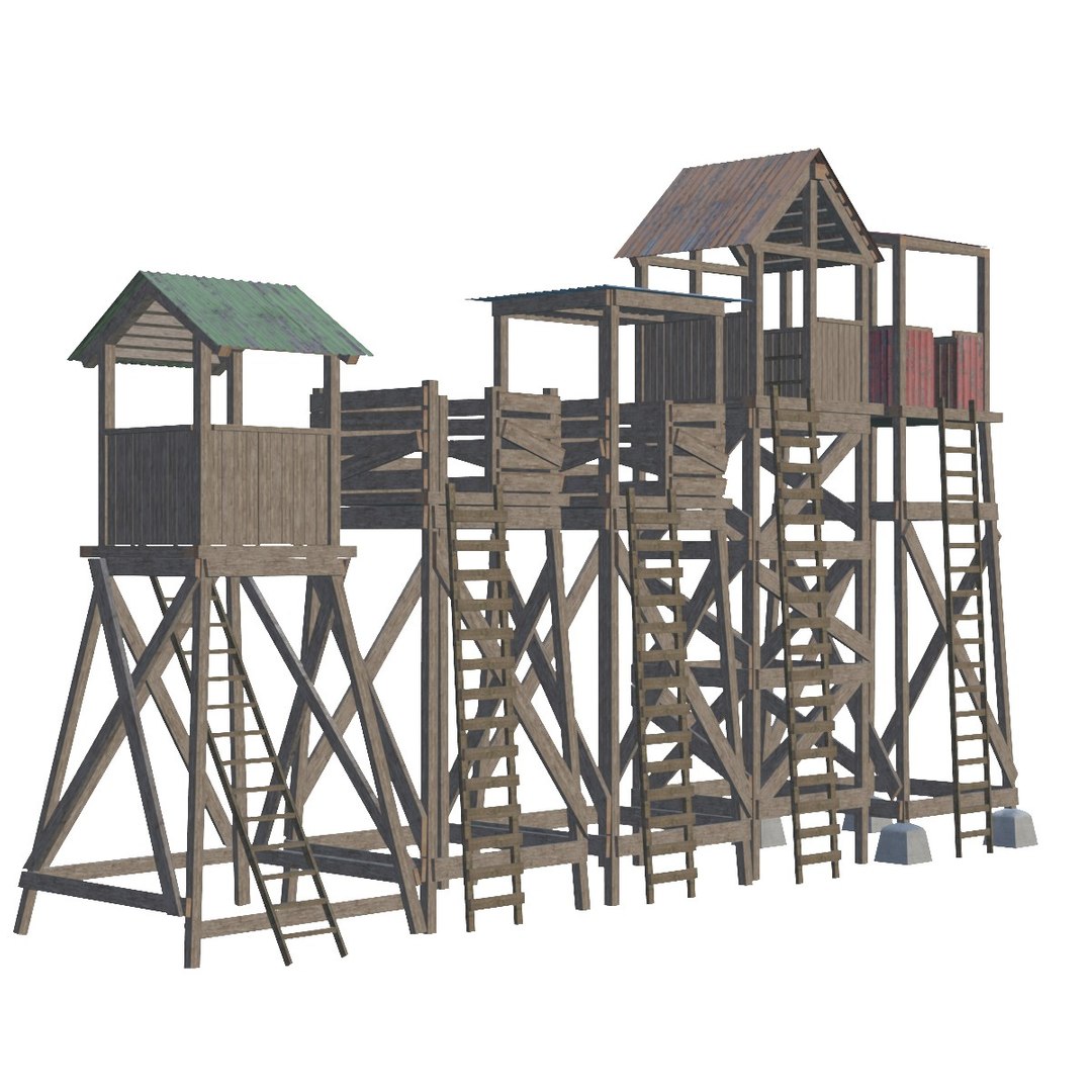 3D Wooden Tower Collection Low Poly 3D Model Model - TurboSquid 2333595