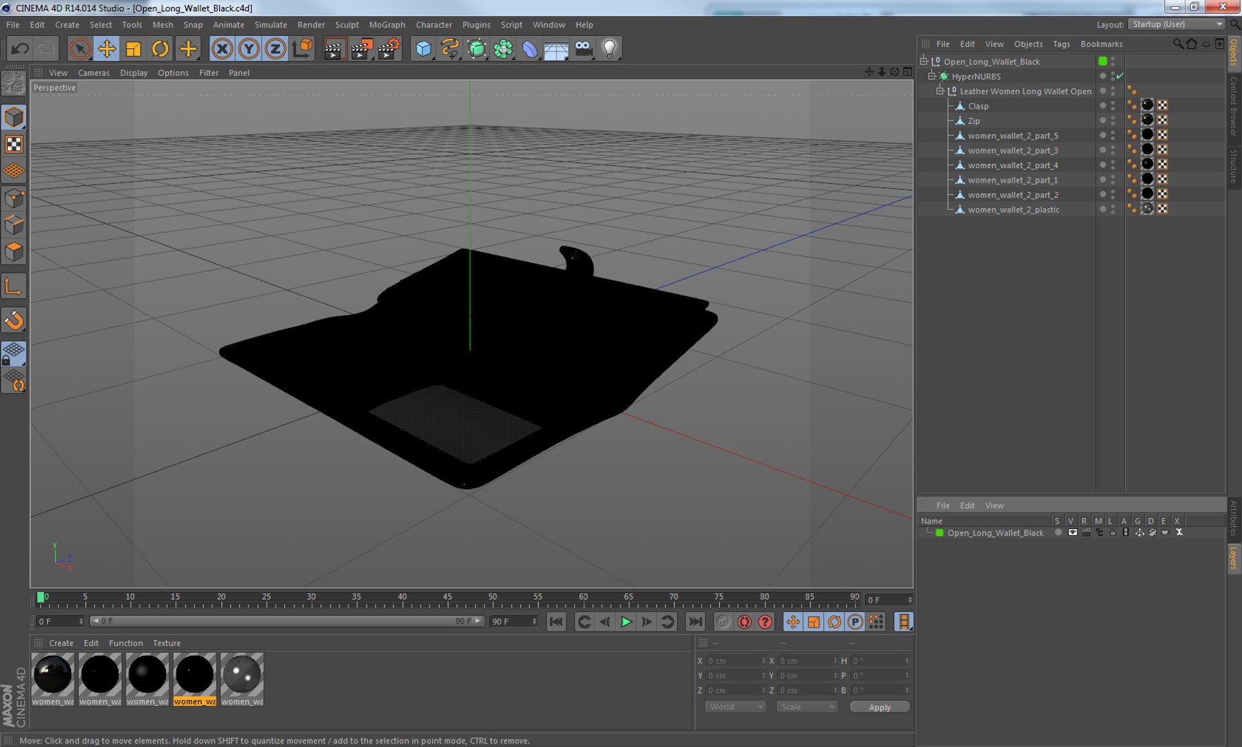 Open Long Wallet Black 3D Model - TurboSquid 1261716