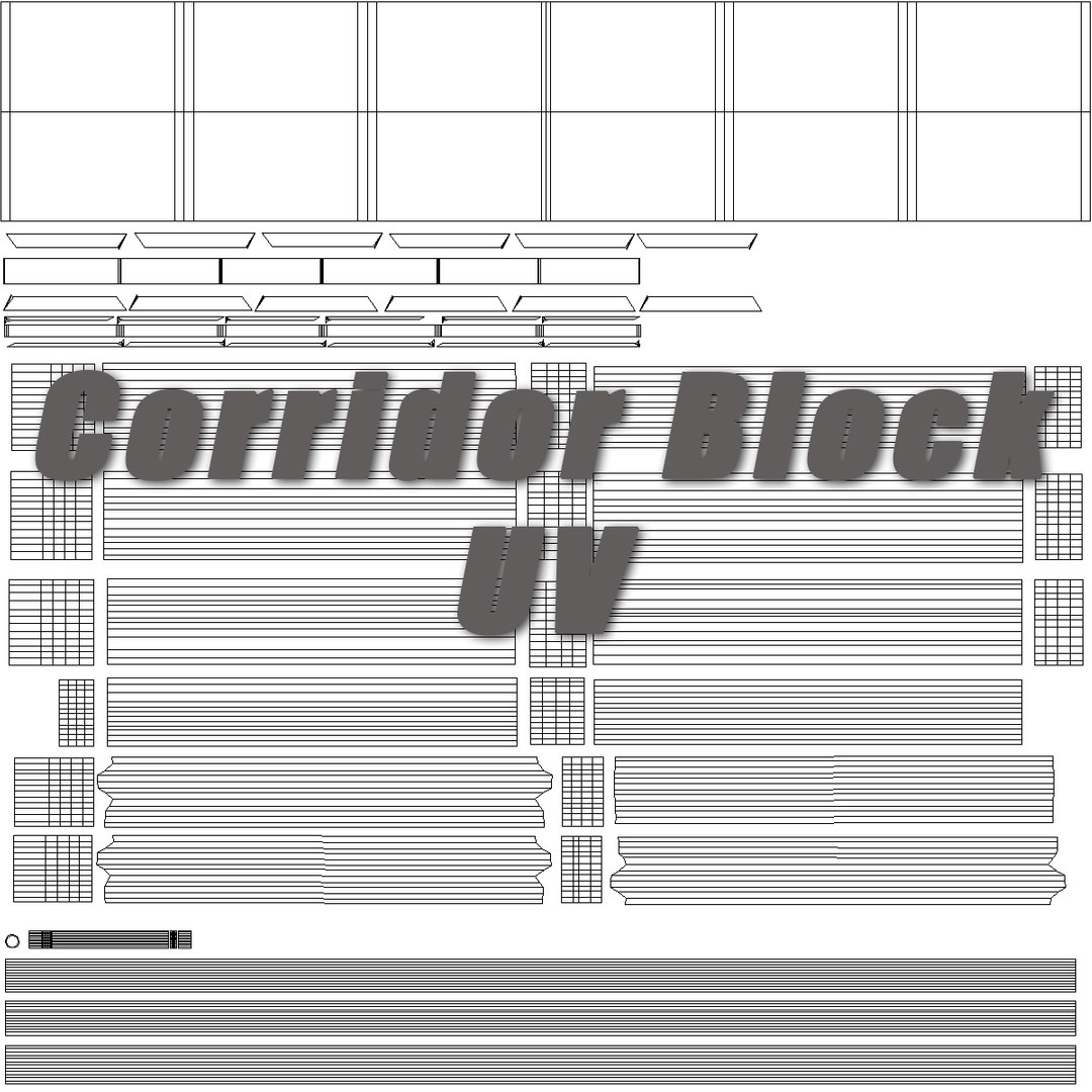 3d model modular sci-fi corridor