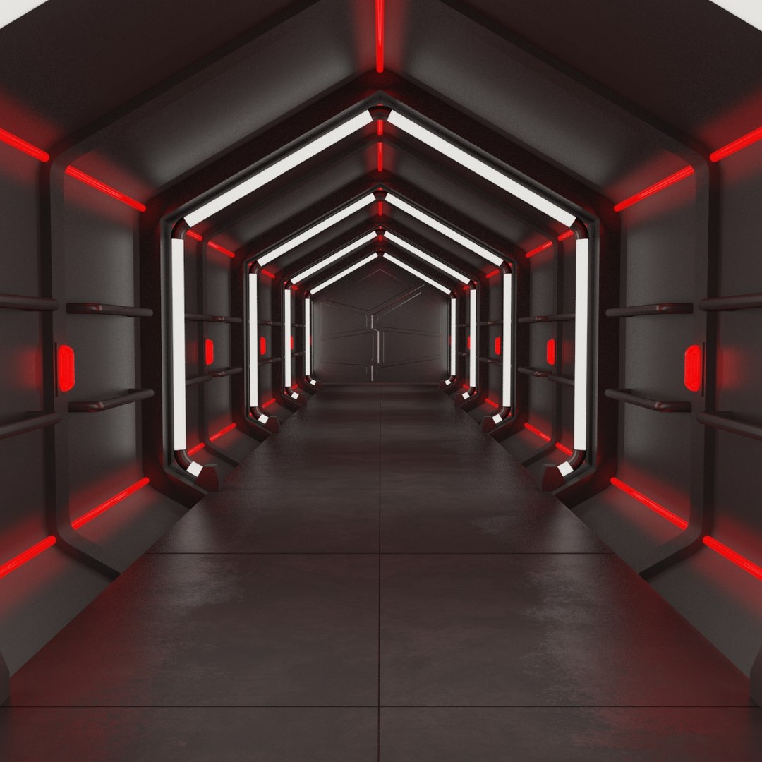 3d model modular sci-fi corridor