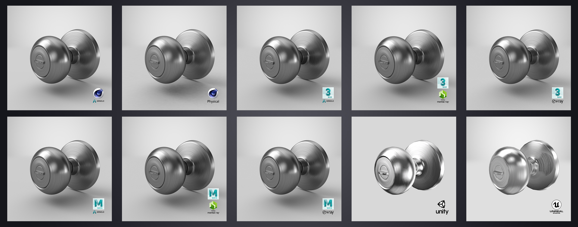 3D Door Knob Steel Set Collection V01 model - TurboSquid 1745816