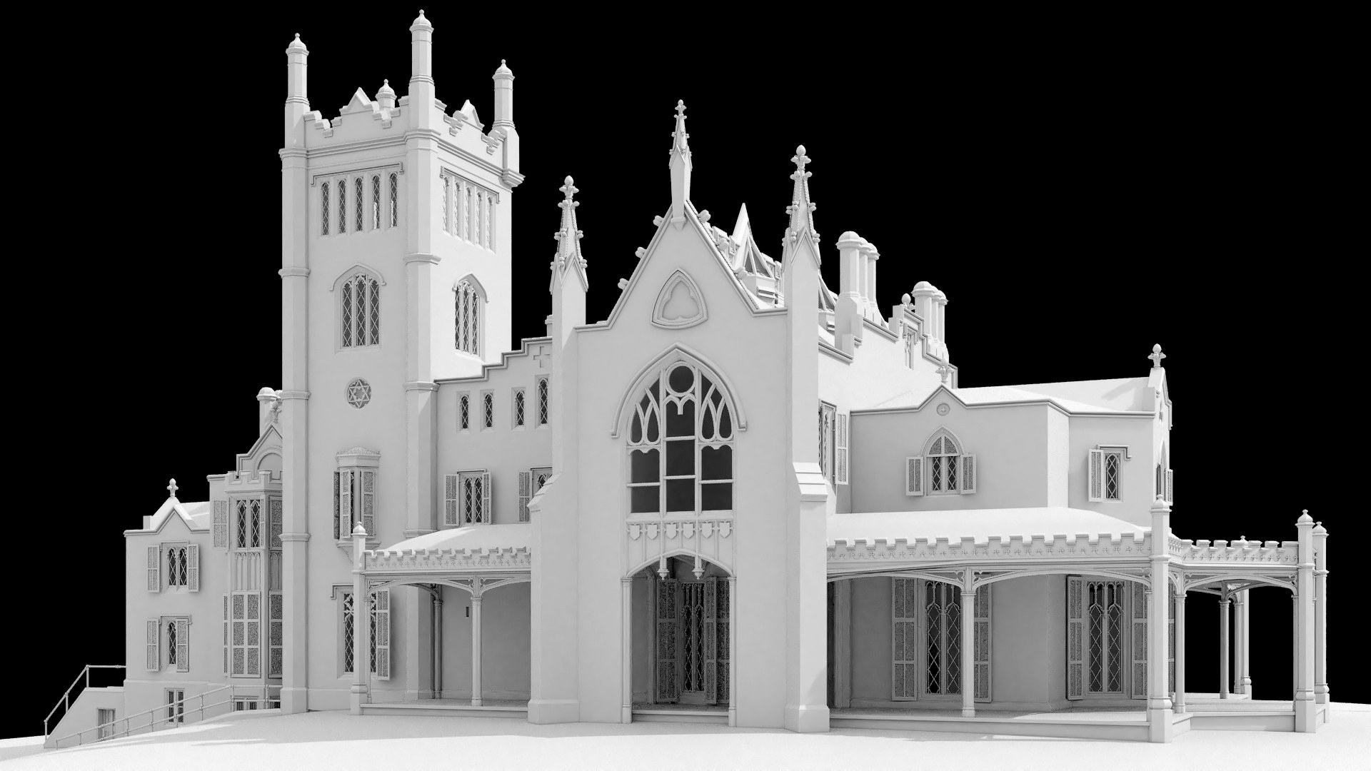 Realistic gothic mansion 3D model - TurboSquid 1562376
