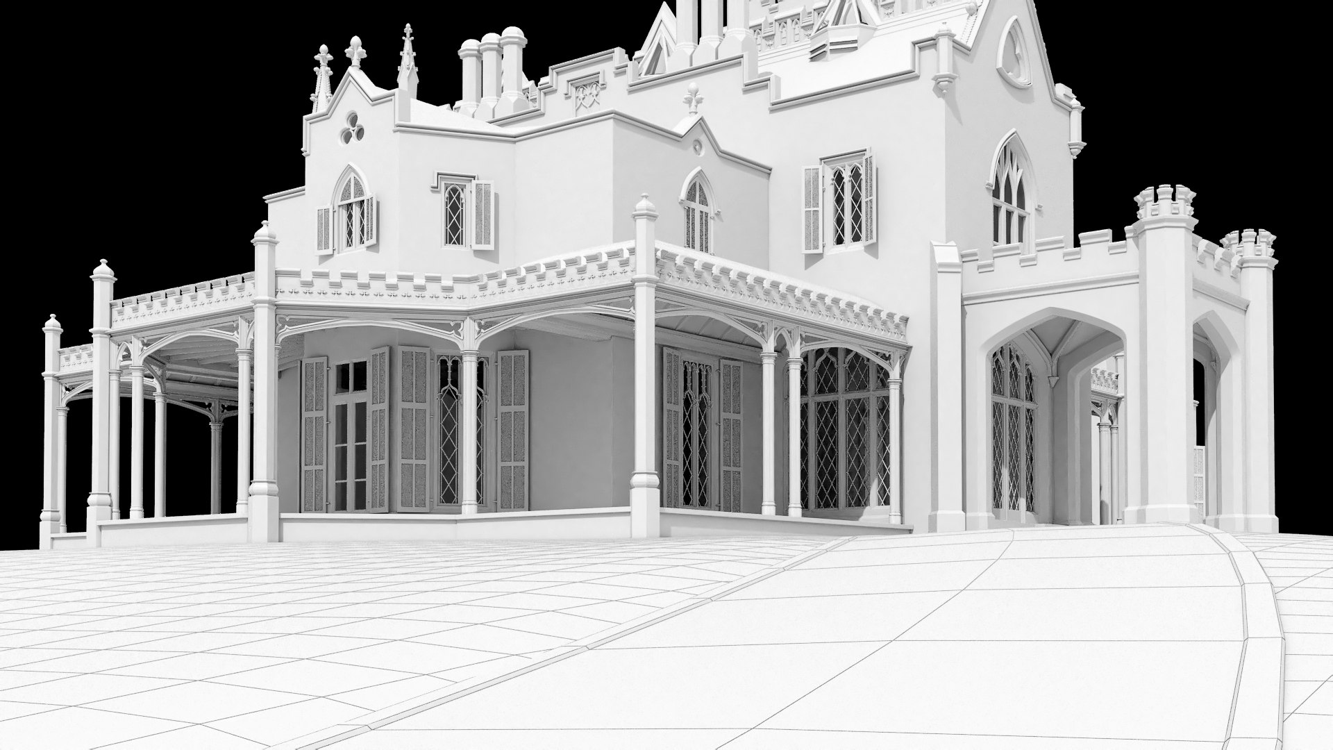 Realistic gothic mansion 3D model - TurboSquid 1562376