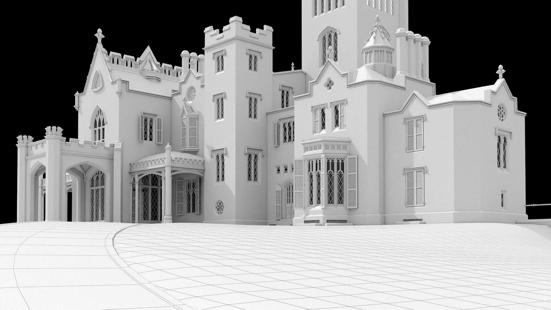 Realistic gothic mansion 3D model - TurboSquid 1562376