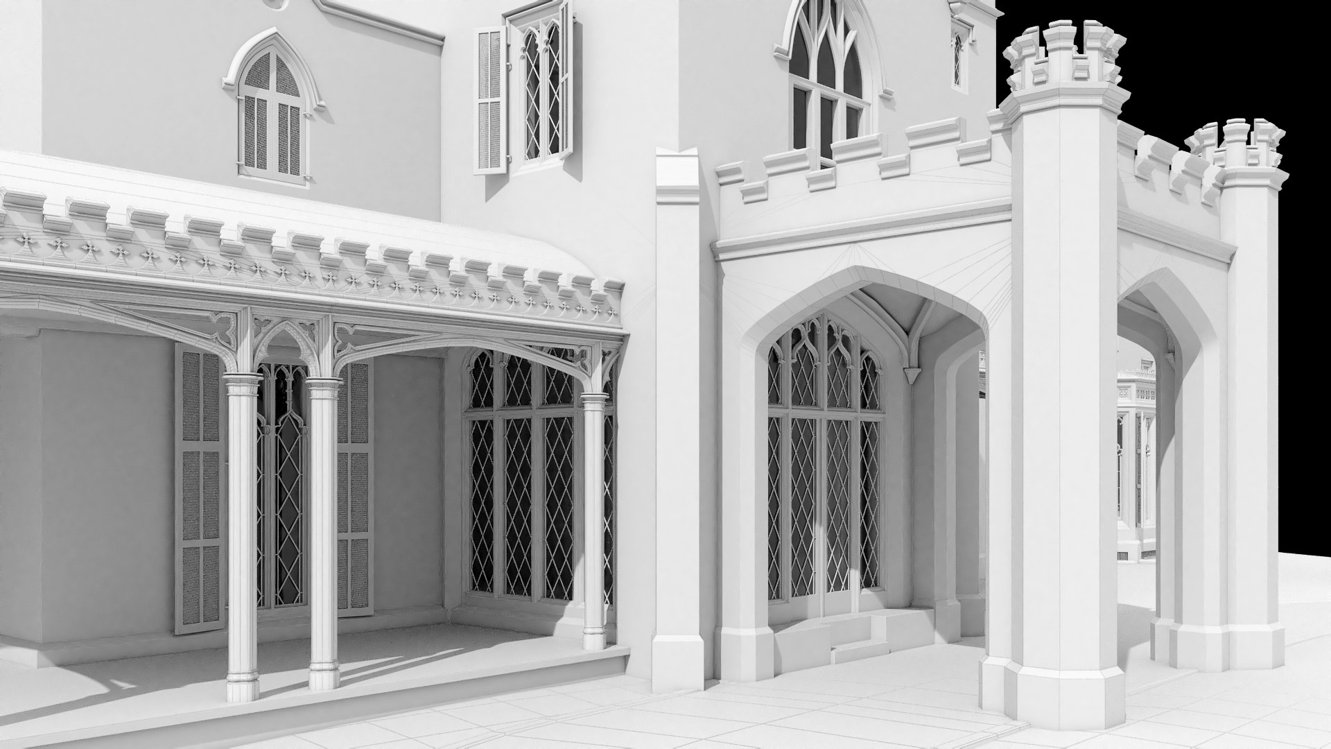 Realistic gothic mansion 3D model - TurboSquid 1562376