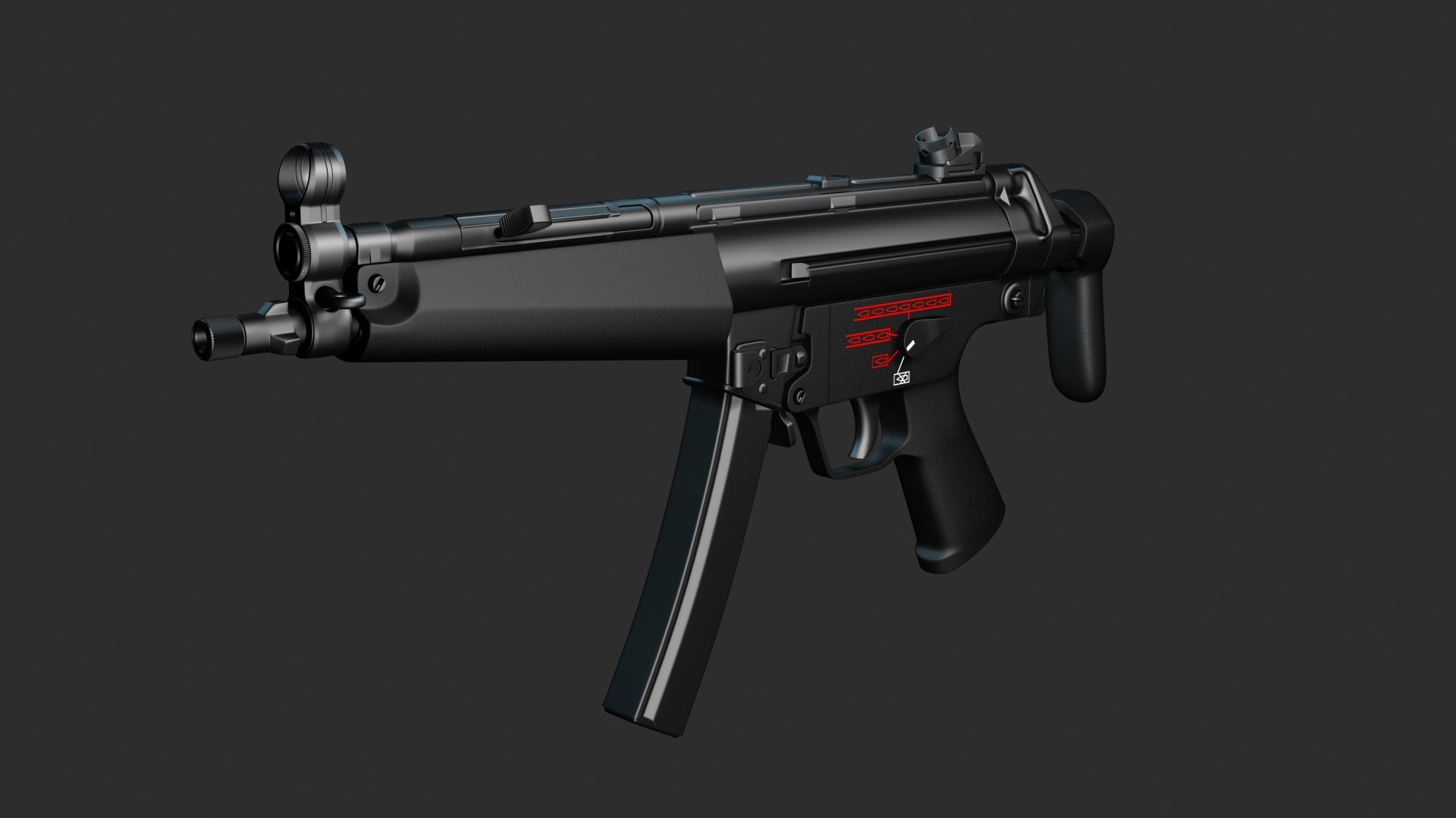 3d obj mp-5 gun