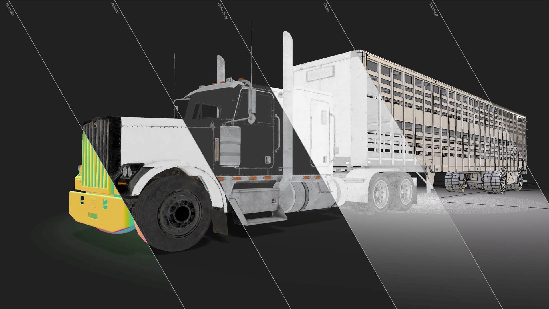 3D Model Flat Top Semi Truck Livestock Trailer - Low Poly - TurboSquid ...