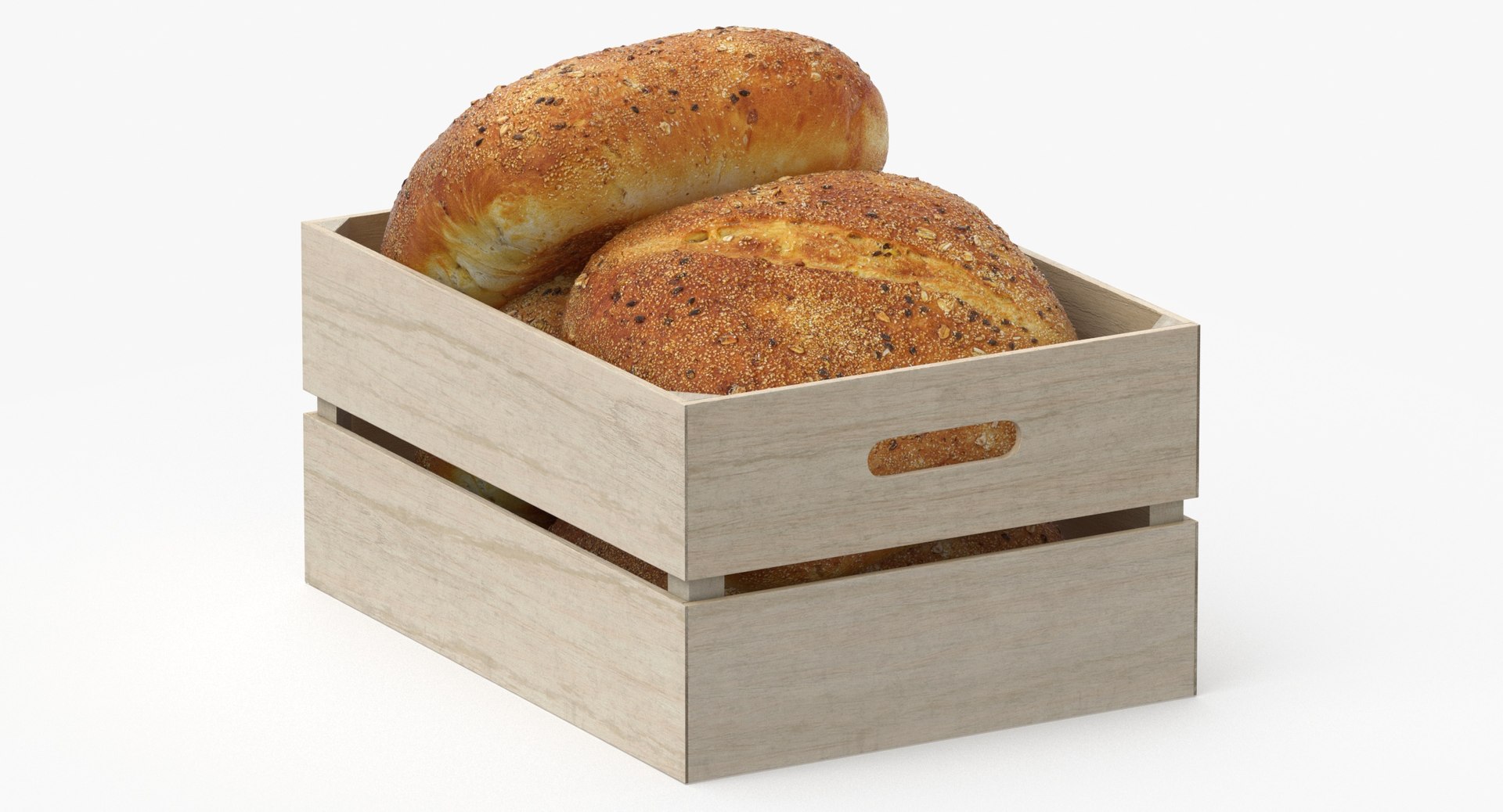 Wooden Crate With Bread 09 3D - TurboSquid 1856678