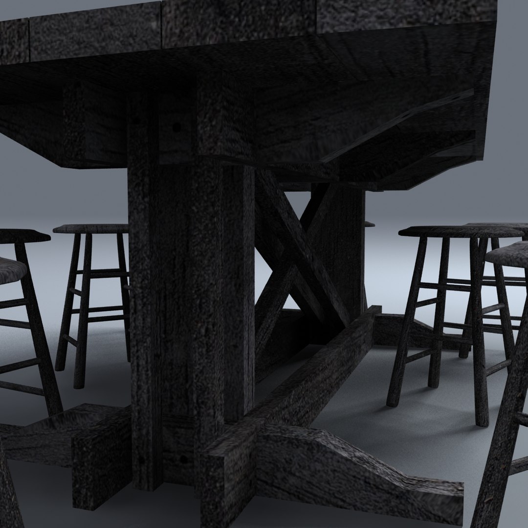Wooden Table Medieval Tavern 3d Model