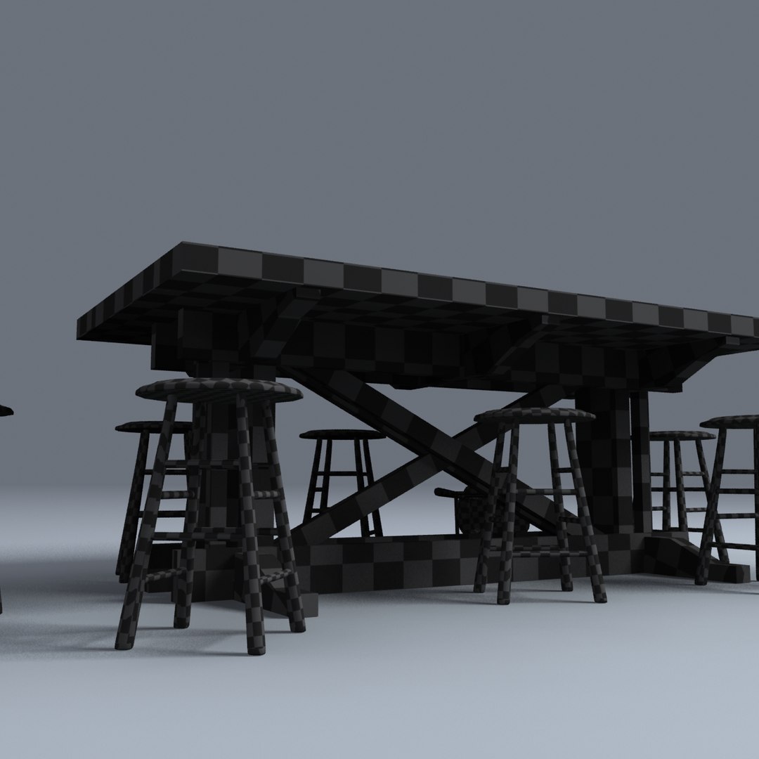 Wooden Table Medieval Tavern 3d Model