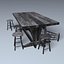 wooden table medieval tavern 3d model