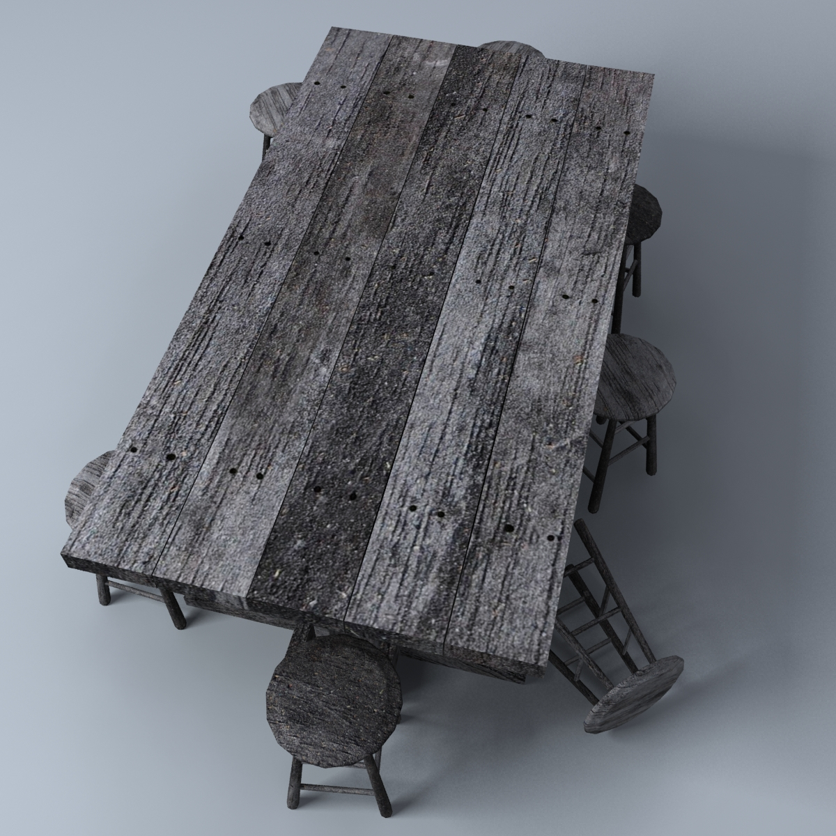 wooden table medieval tavern 3d model