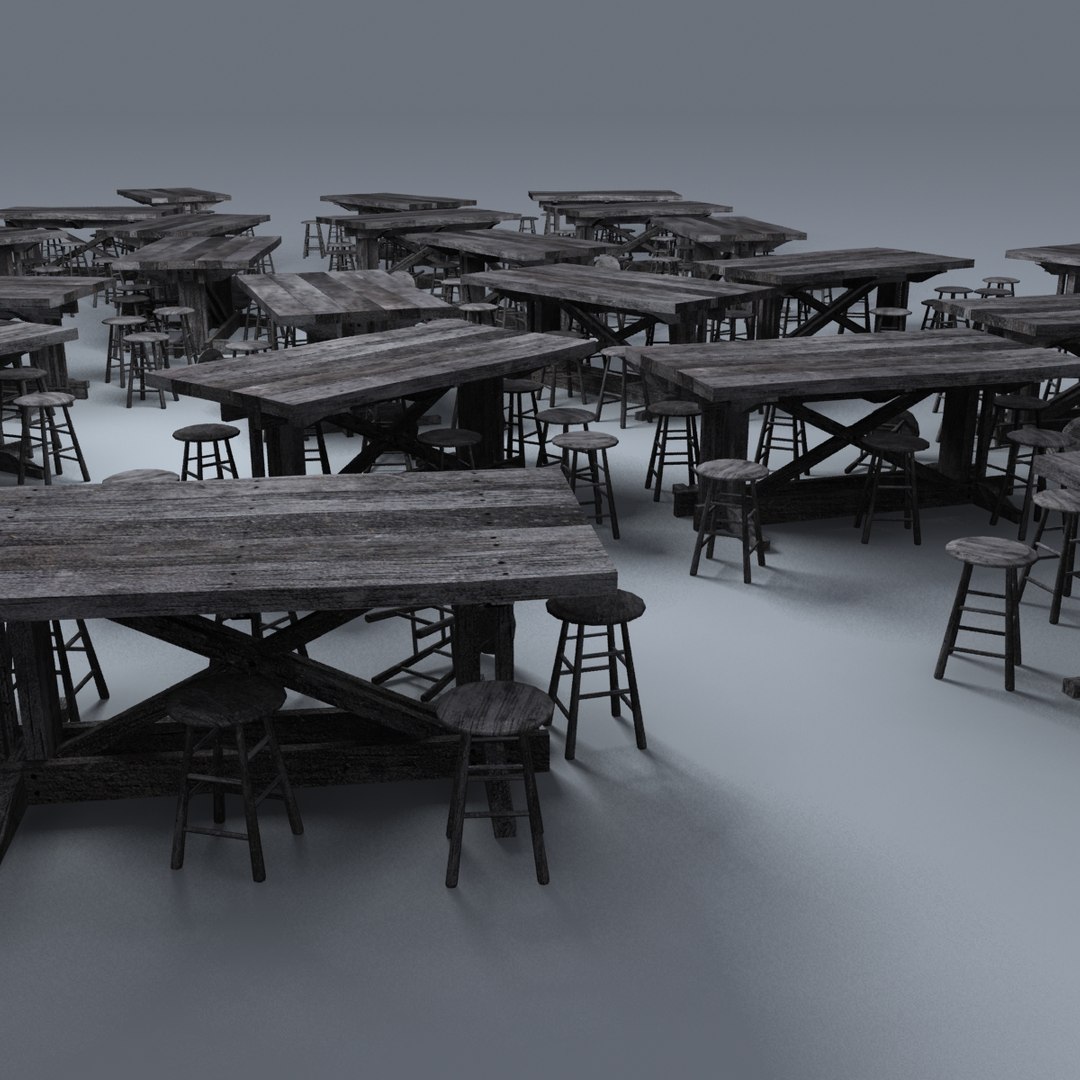 Wooden Table Medieval Tavern 3d Model