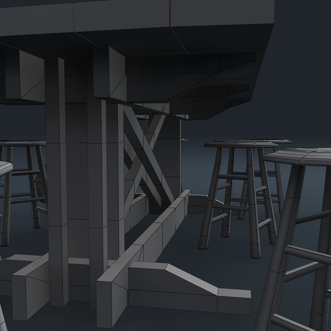 Wooden Table Medieval Tavern 3d Model