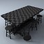 wooden table medieval tavern 3d model