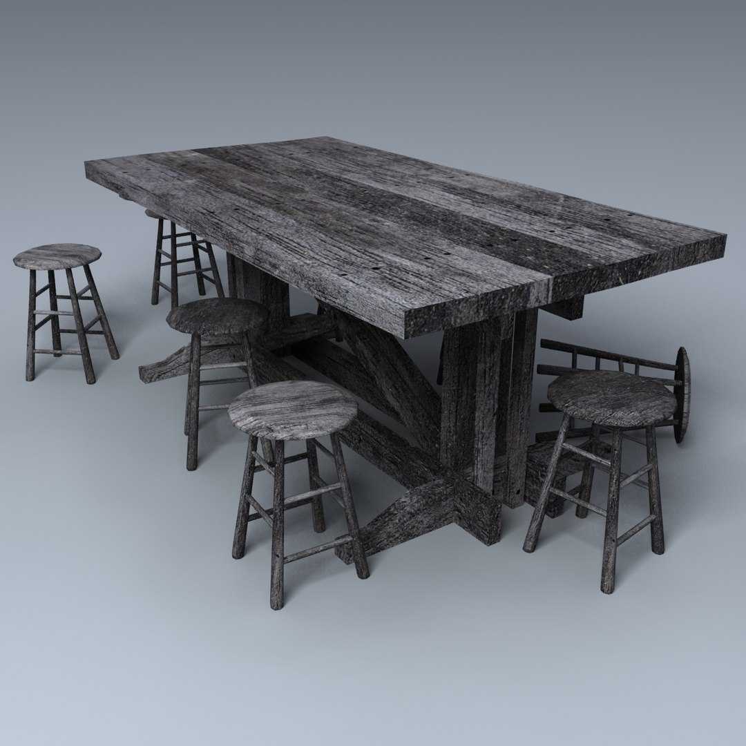 Wooden Table Medieval Tavern 3d Model