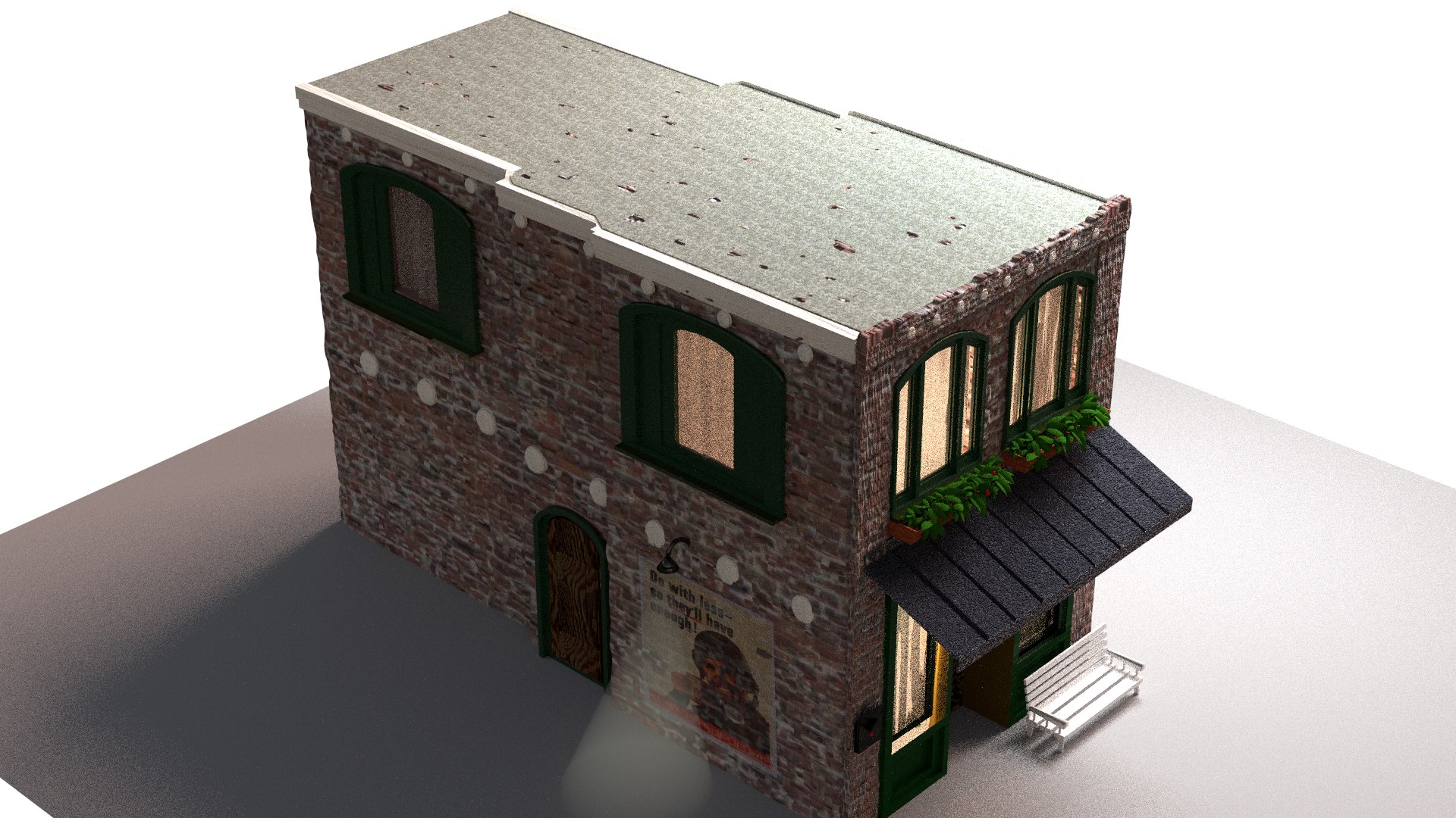 Story Brick Building 3d Model