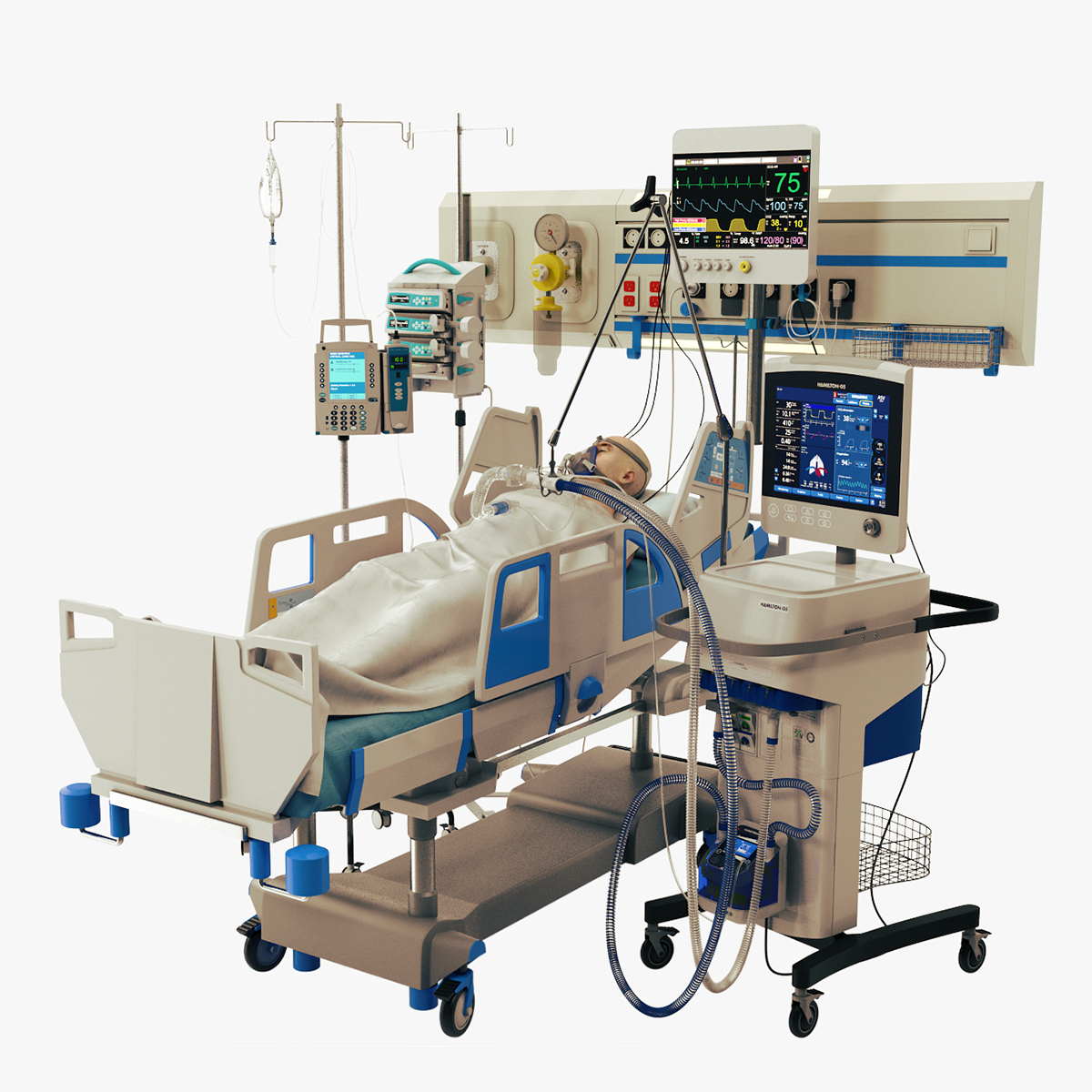 Icu patient 3D model - TurboSquid 1667085