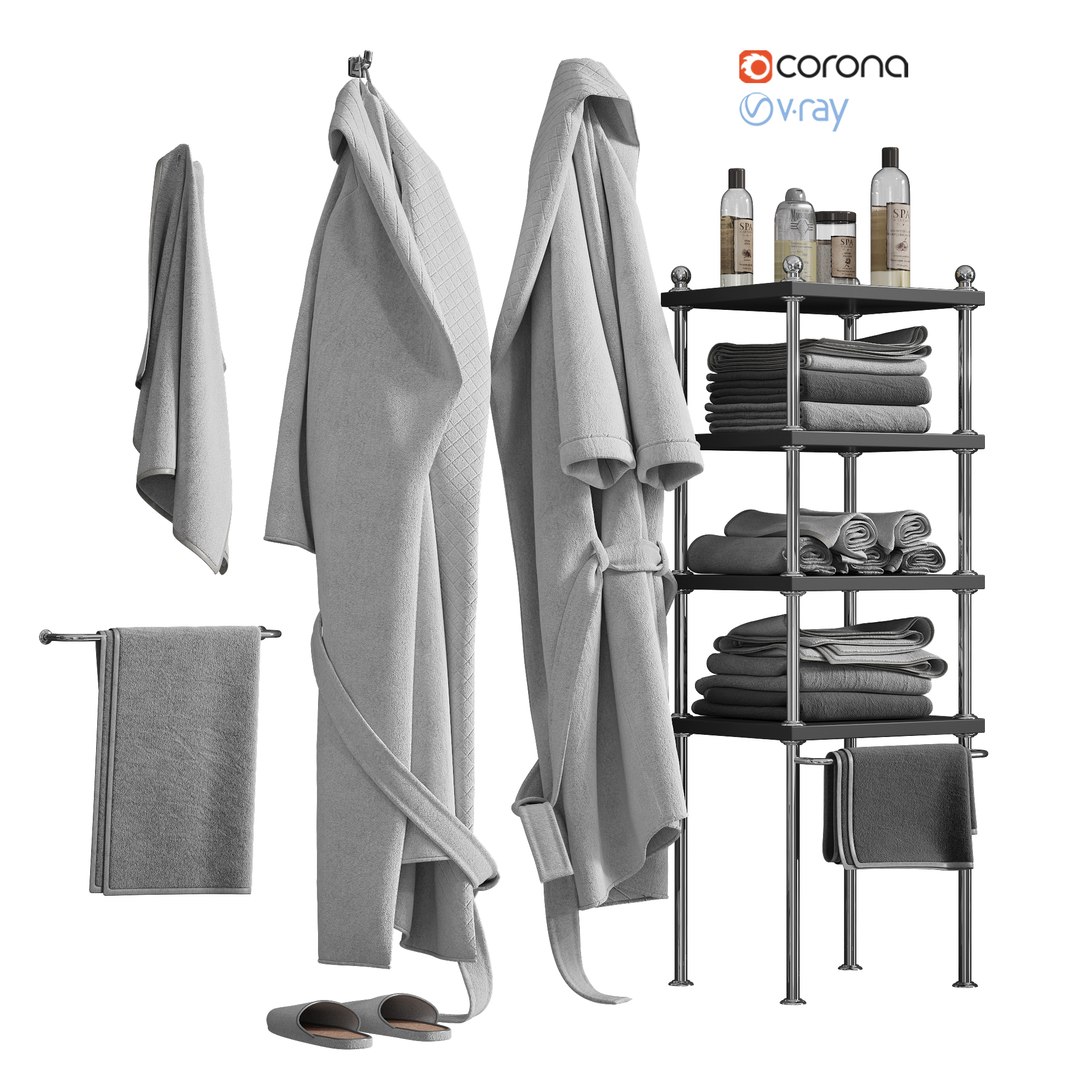White Robe And Towels 3D Model - TurboSquid 1781930