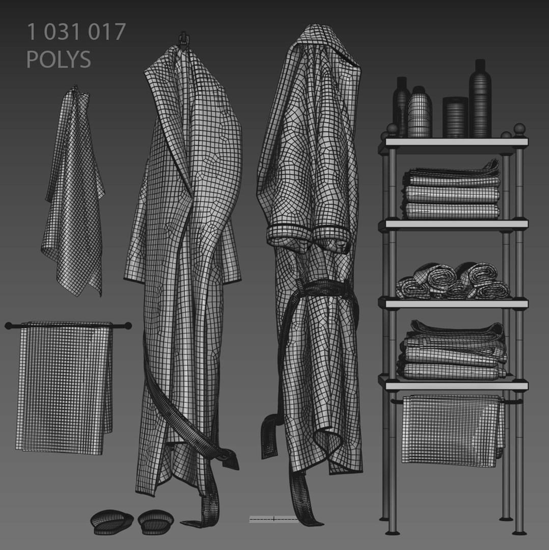 White Robe And Towels 3D Model - TurboSquid 1781930