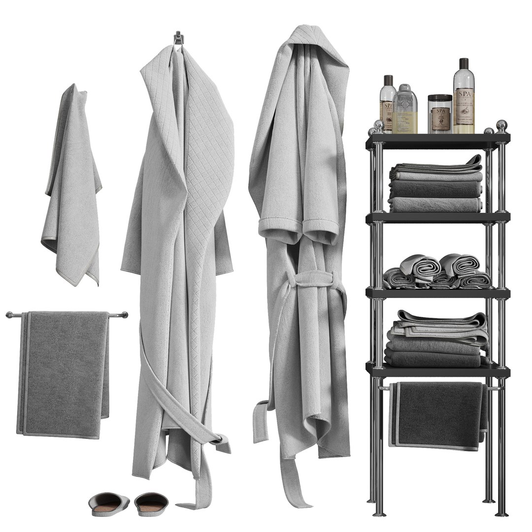White Robe And Towels 3D Model - TurboSquid 1781930