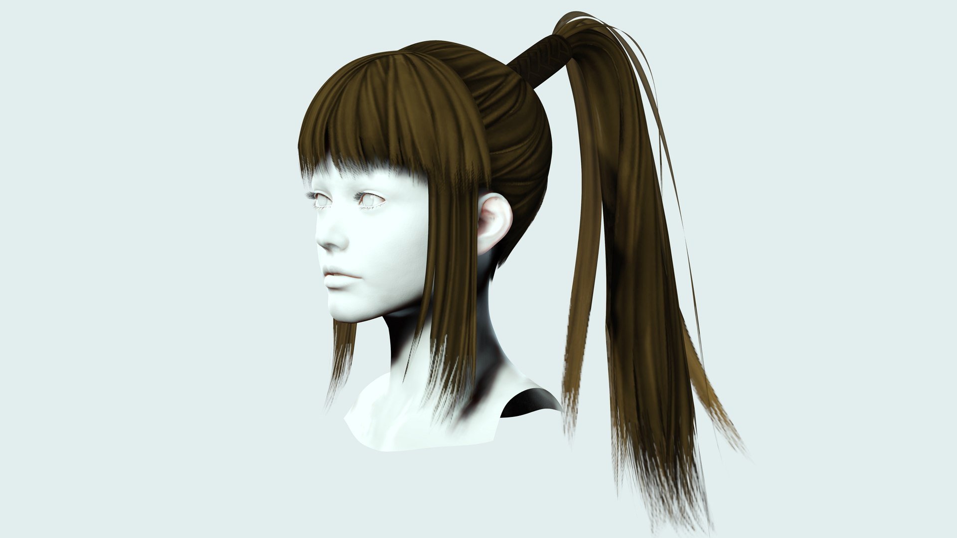Female Ponytail Hair -Samurai Style Model - TurboSquid 2226334
