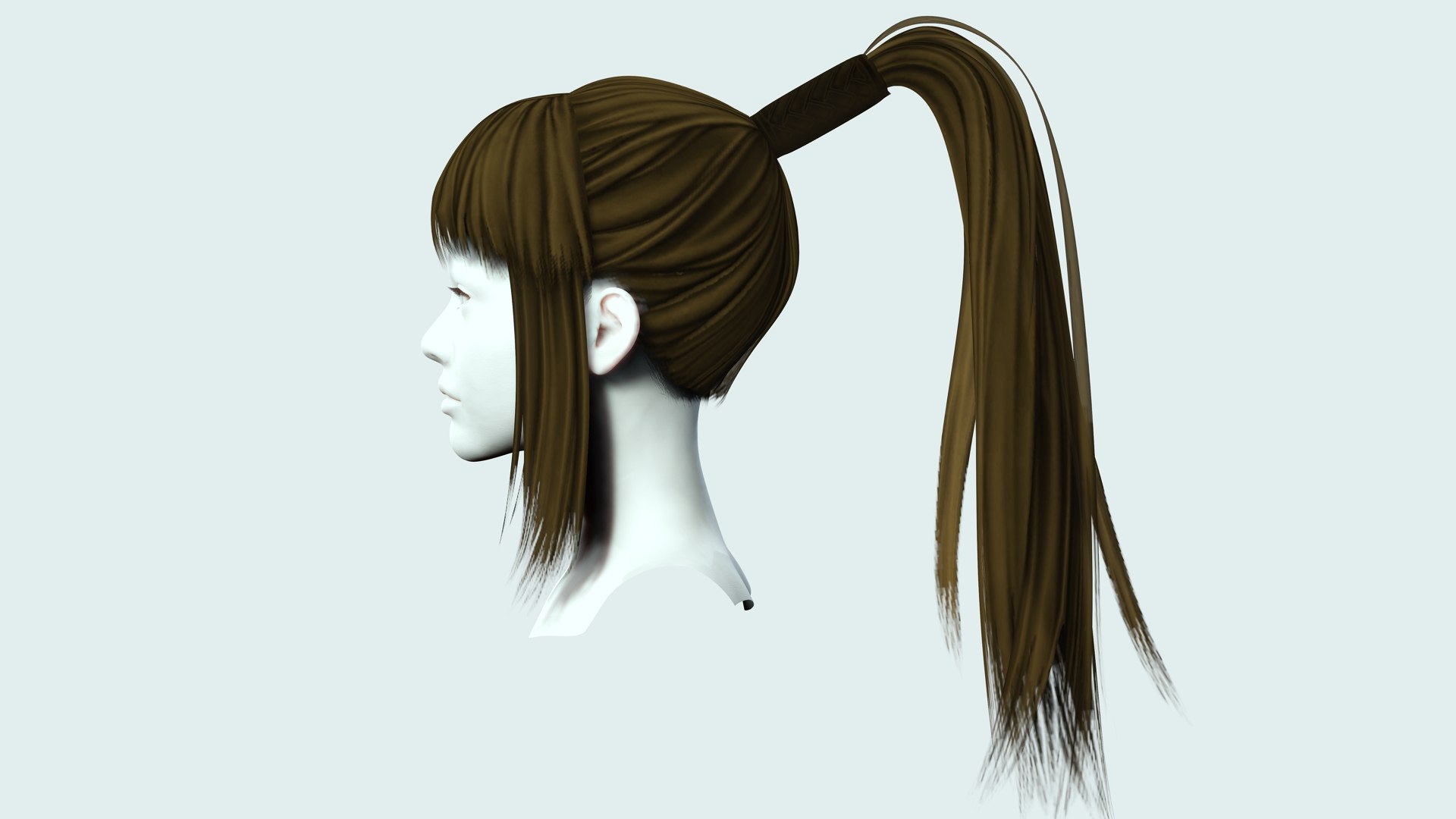 Female Ponytail Hair -Samurai Style Model - TurboSquid 2226334
