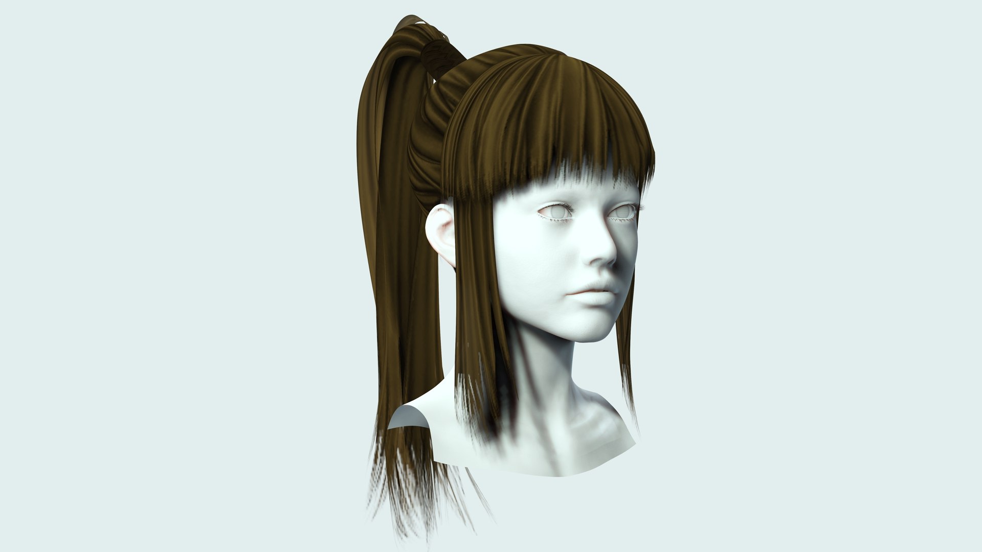 Female Ponytail Hair -Samurai Style Model - TurboSquid 2226334