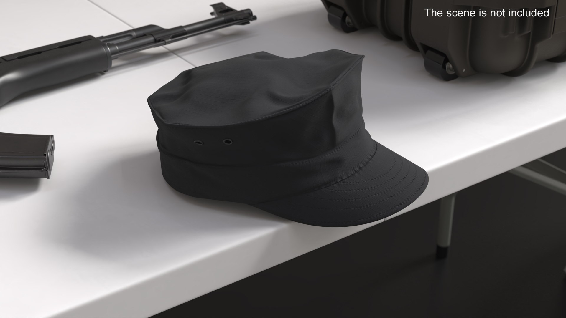 3D Octagon Military Cap Plain Black - TurboSquid 2428998