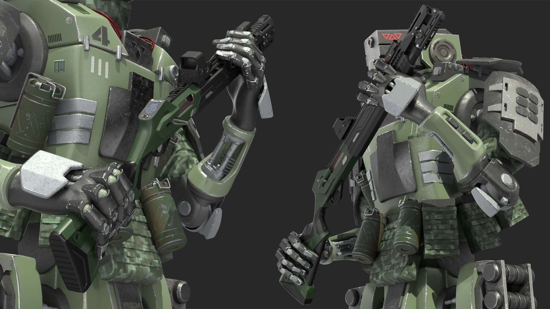 Armored Robot Soldier with Kalashnikov Shotgun MP 155 3D model ...