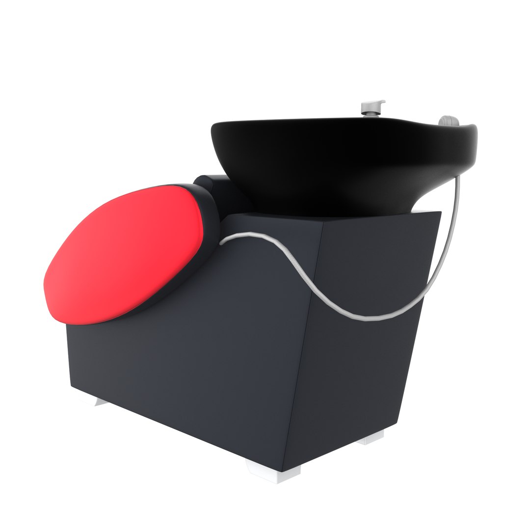 3D Model Red-Black Shampoo Chair - TurboSquid 2065967