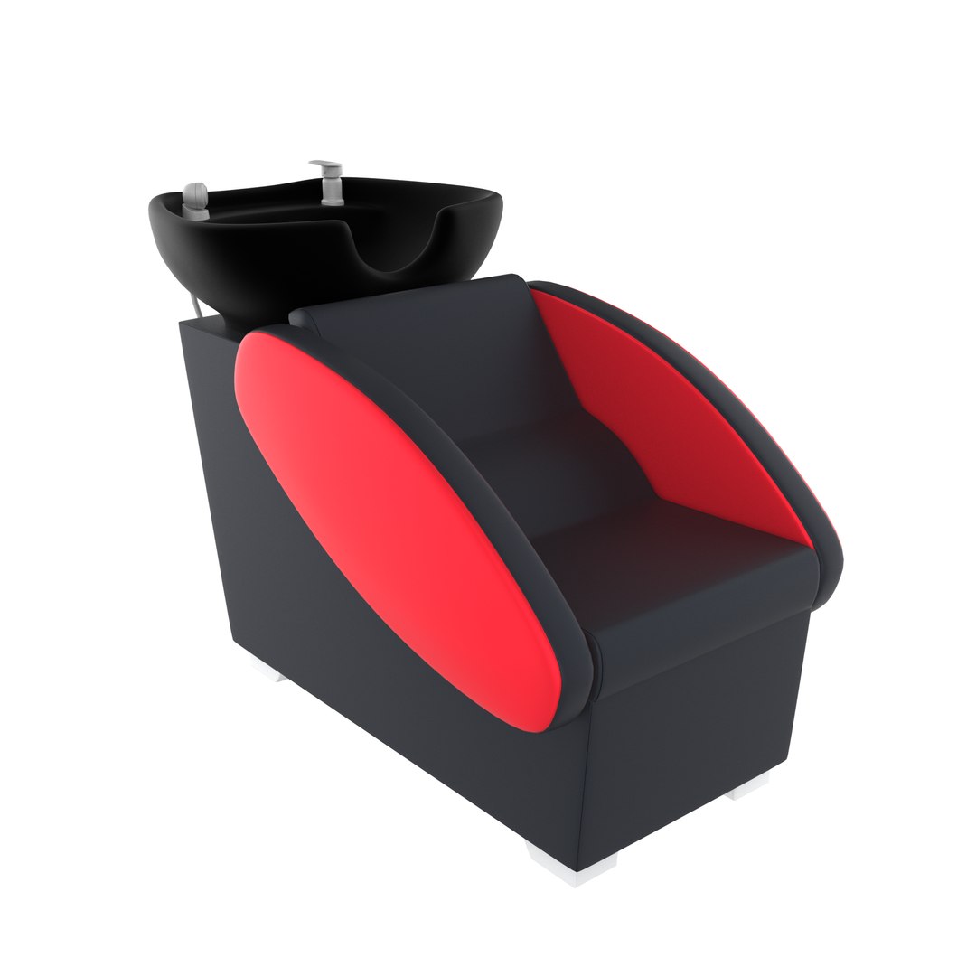 3D Model Red-Black Shampoo Chair - TurboSquid 2065967