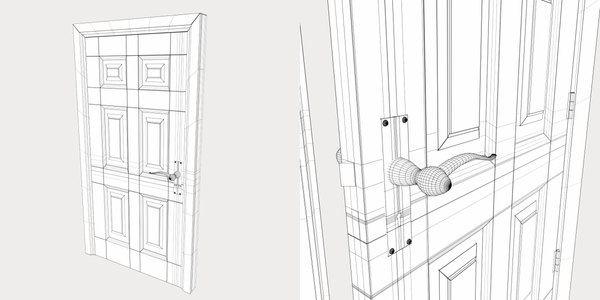 3d model raised panel door