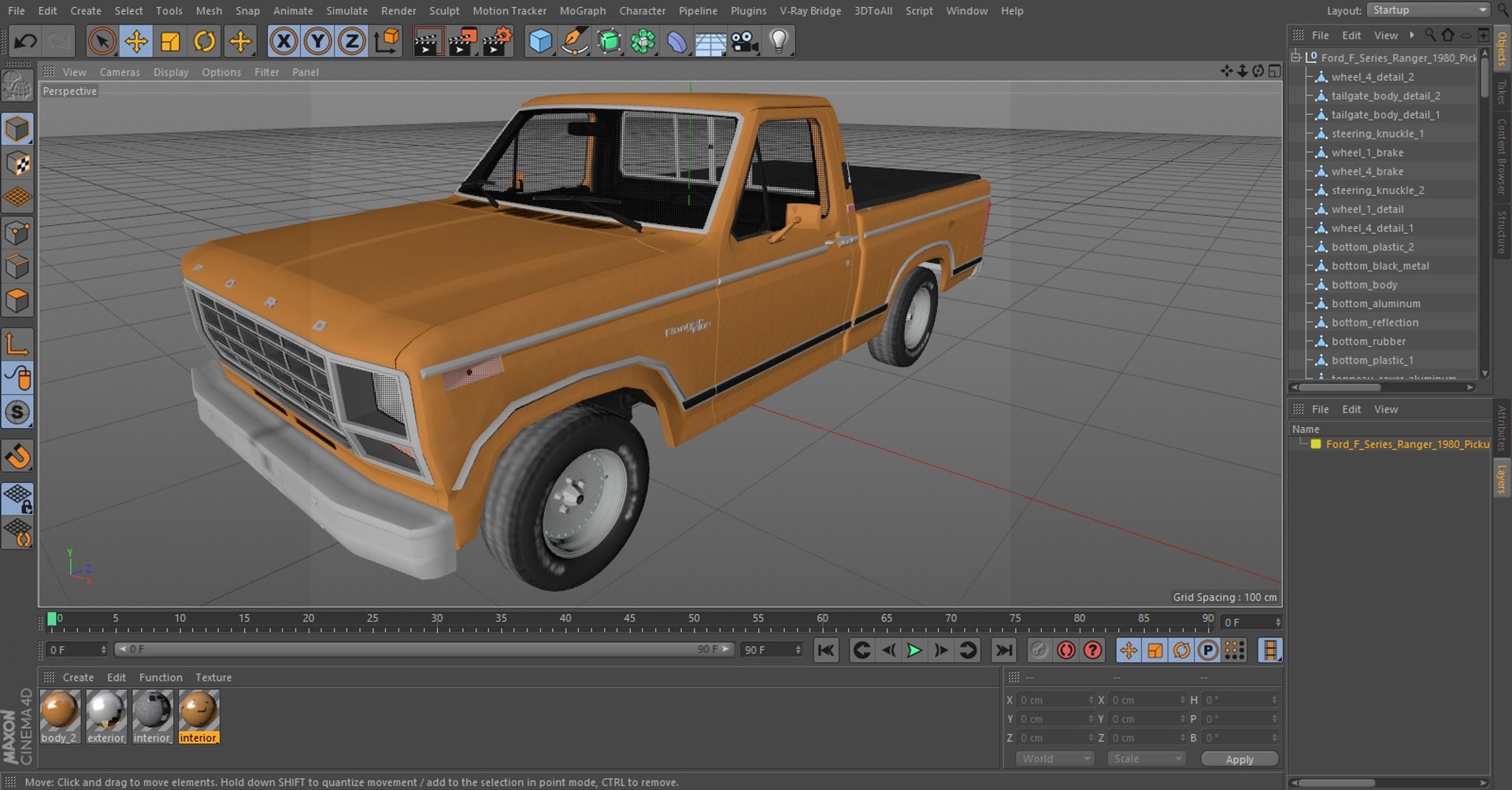 Ford F Series Ranger 1980 Pickup Truck Orange 3D model - TurboSquid 1848557