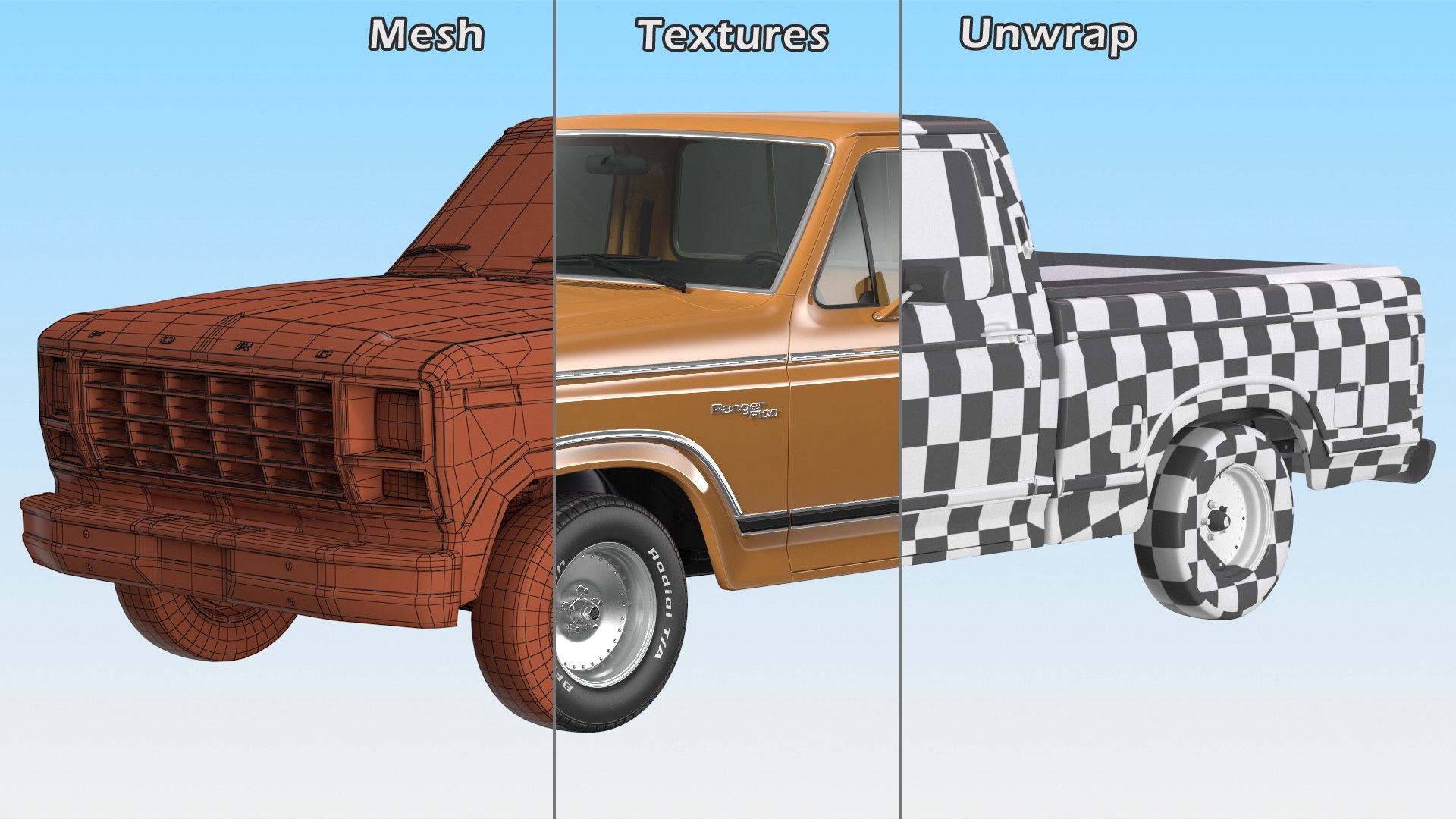 Ford F Series Ranger 1980 Pickup Truck Orange 3D model - TurboSquid 1848557