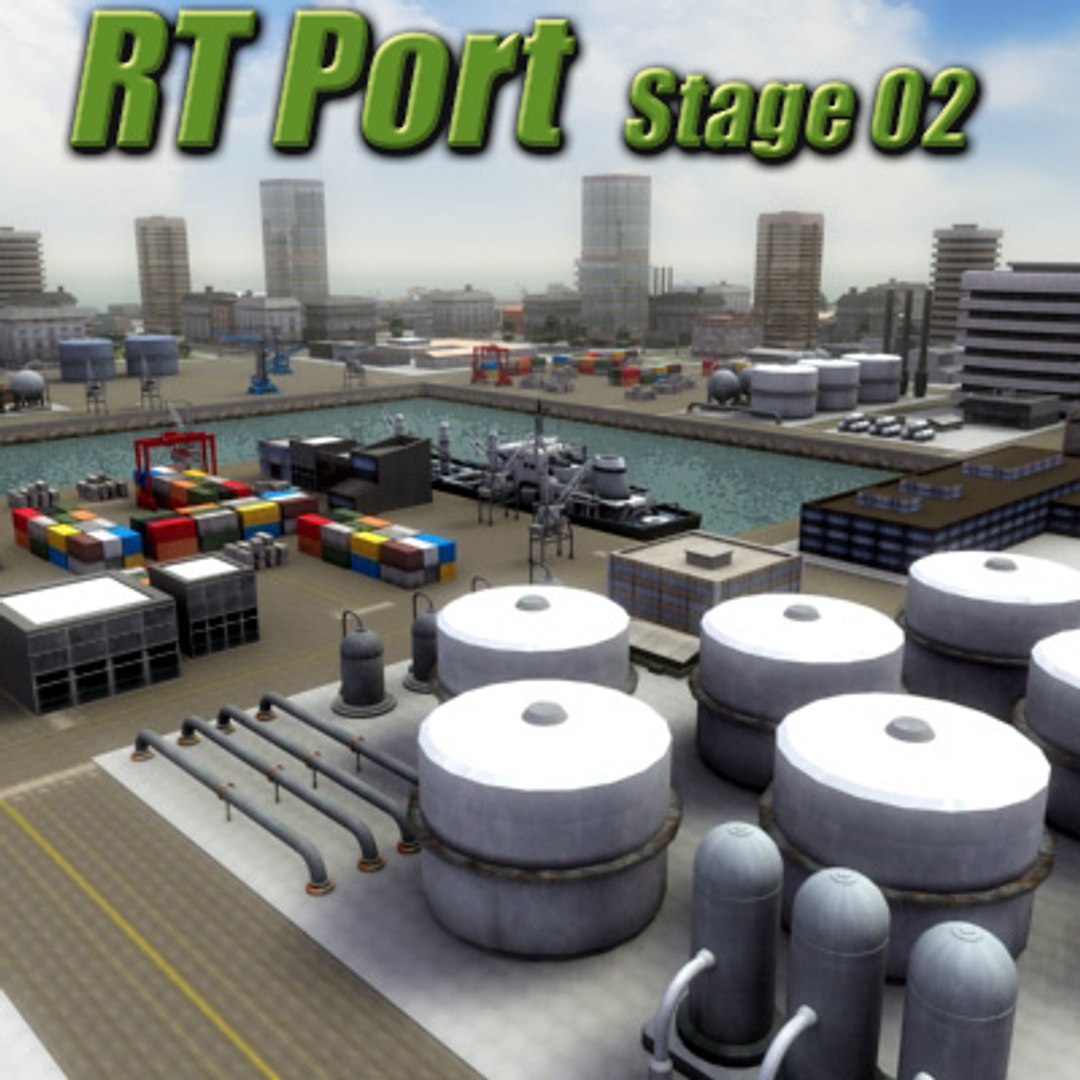 3d Model Port Harbour Buildings Ships
